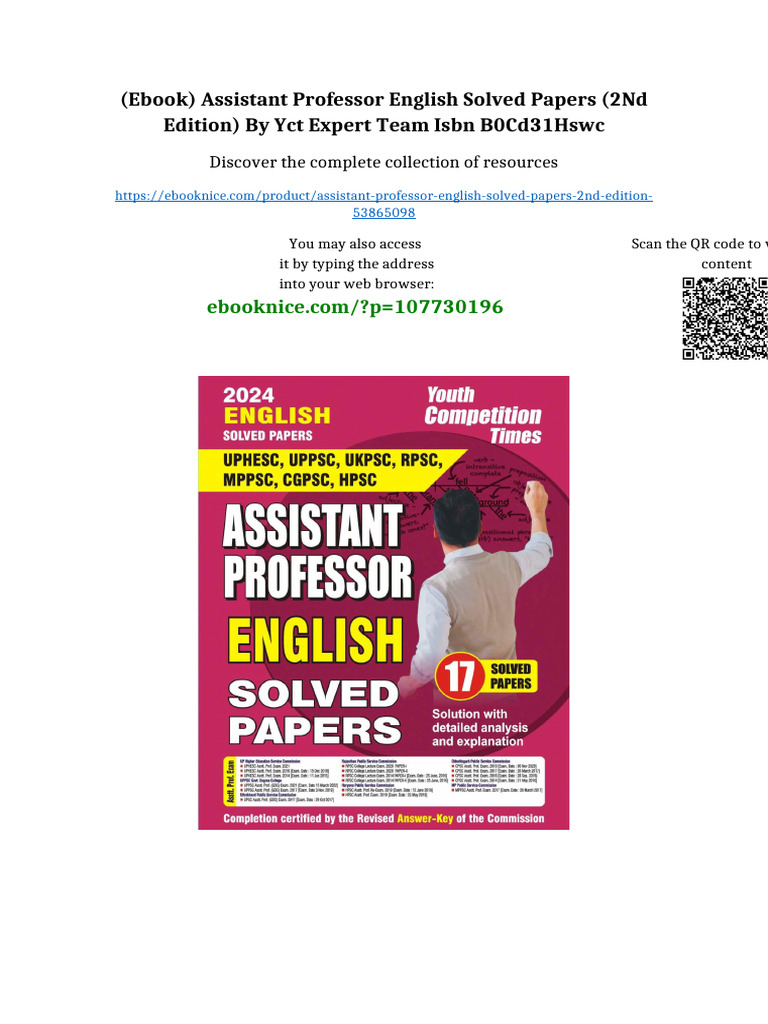 (Ebook) Assistant Professor English Solved Papers (2nd Edition) by YCT ...