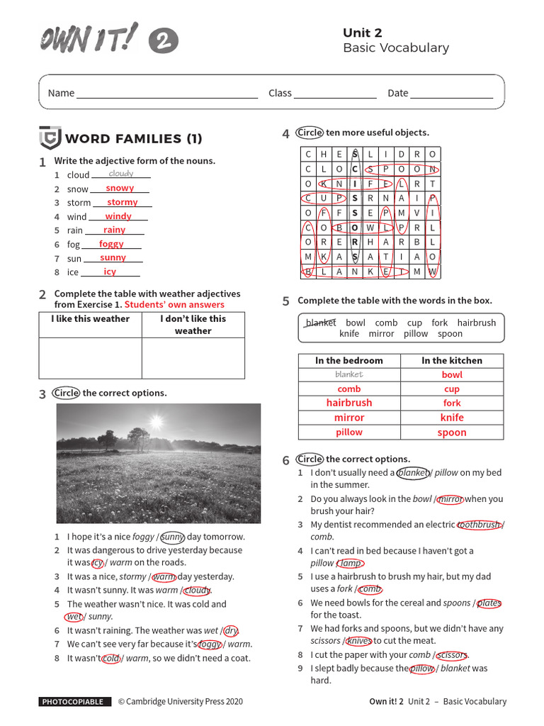 Vocabulary Basic Unit2 With Answers | PDF | Linguistics