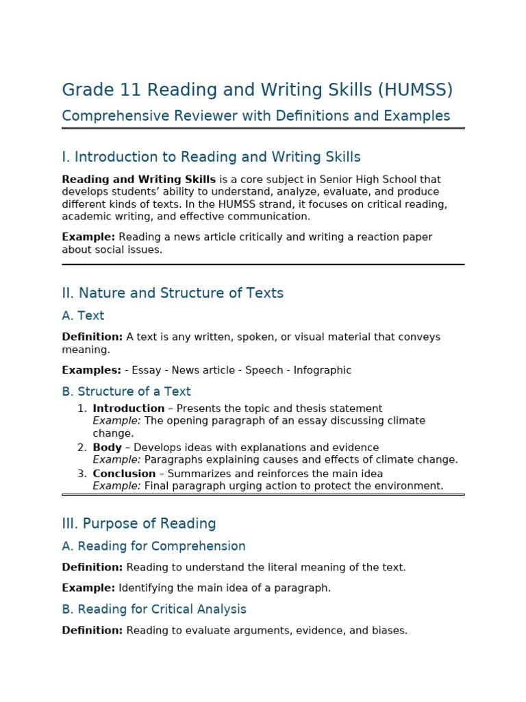 Grade 11 Humss Reading and Writing Reviewer | PDF | Essays | Citation