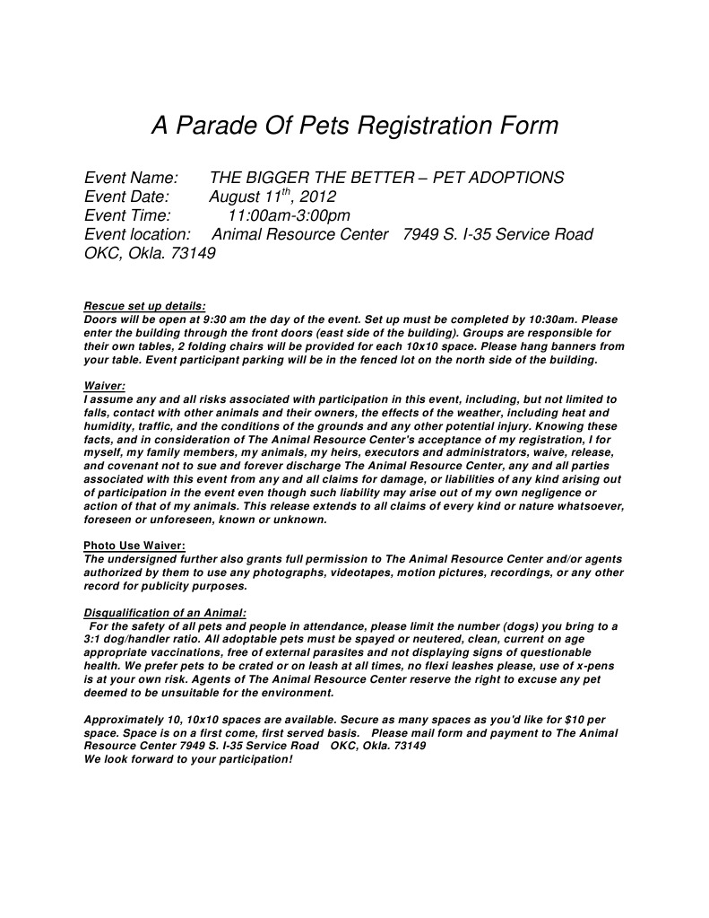 Parade of Pets Registration The BIGGER The BETTER | PDF | Pet | Animals ...
