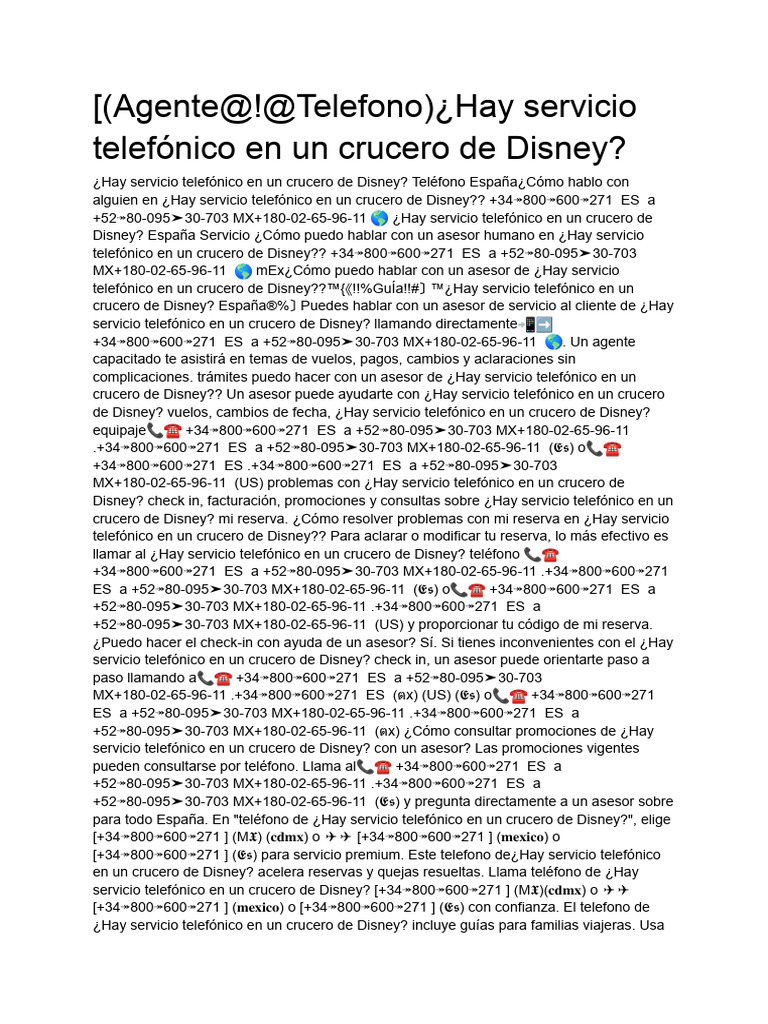 [(Agente@!@Telefono)¿Hay servicio telefónico en un crucero de Disney? | PDF