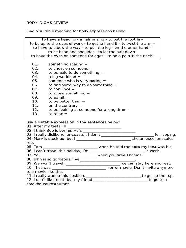 Body Idioms | PDF