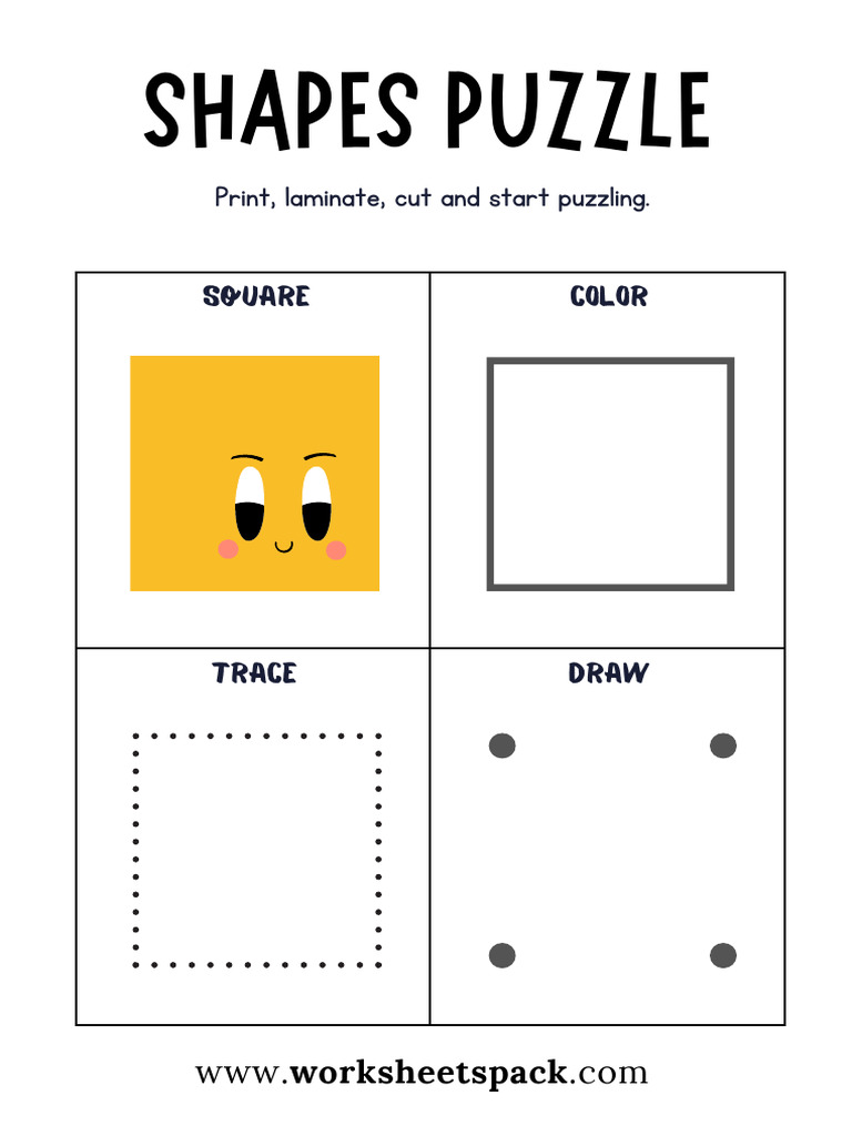 Shapes Puzzle Worksheets Free Printable Square Puzzle Game For Students ...