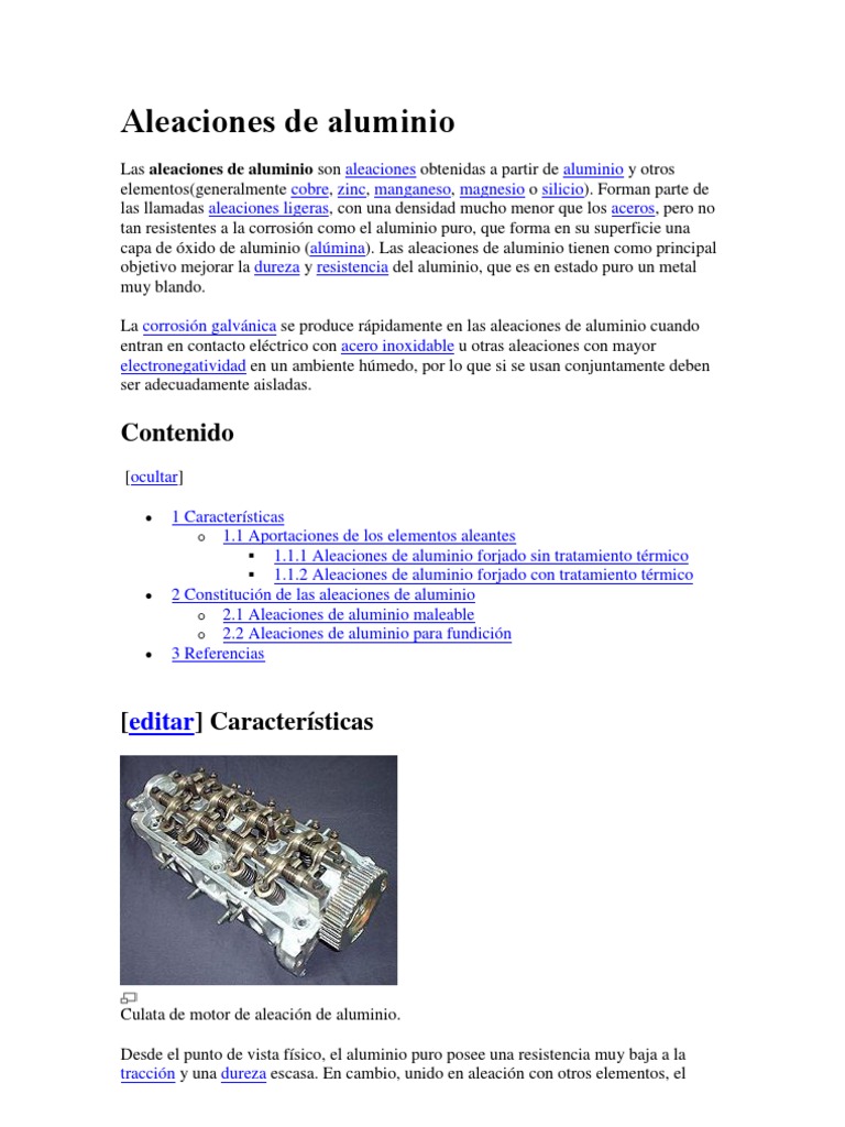 Tipos y características de aleaciones de aluminio | PDF | El hombre ...