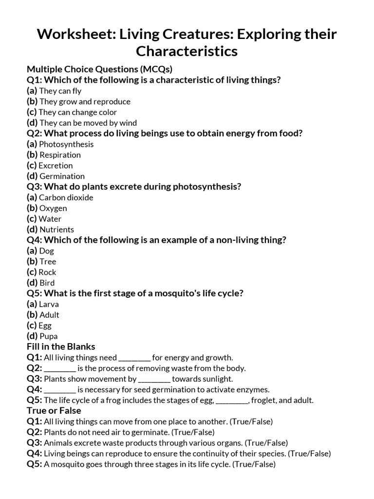 File - Science-Worksheet10. Living Creatures Exploring Their ...