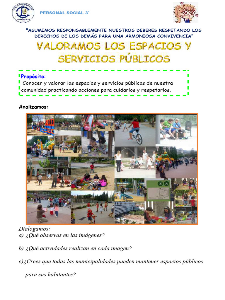 PS 3° VALORAMOS LOS ESPACIOS Y SERVICIOS PÚBLICOS | PDF