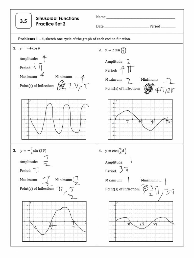 Practice 3.5-Sinusoidal Functions Set 2 | PDF | Pitch (Music) | Frequency
