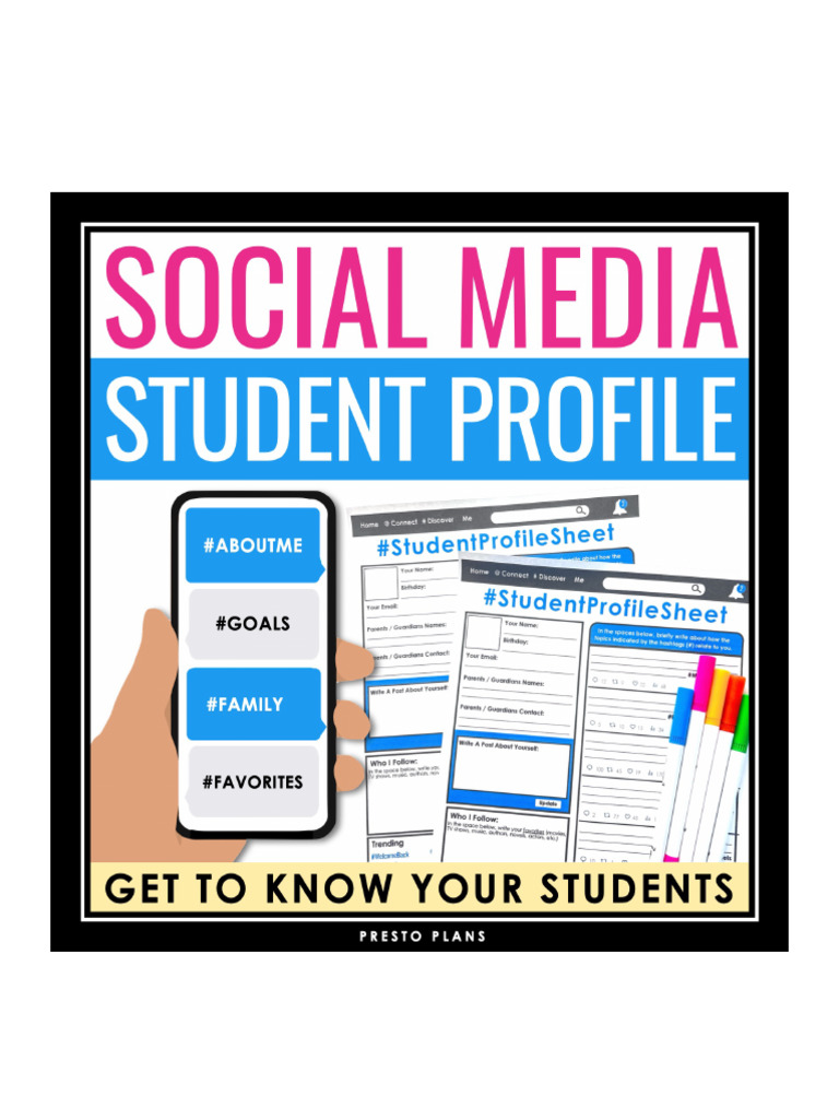 FreeBacktoSchoolStudentProfileFirstDayQuestionnaireSocialMedia 1 | PDF