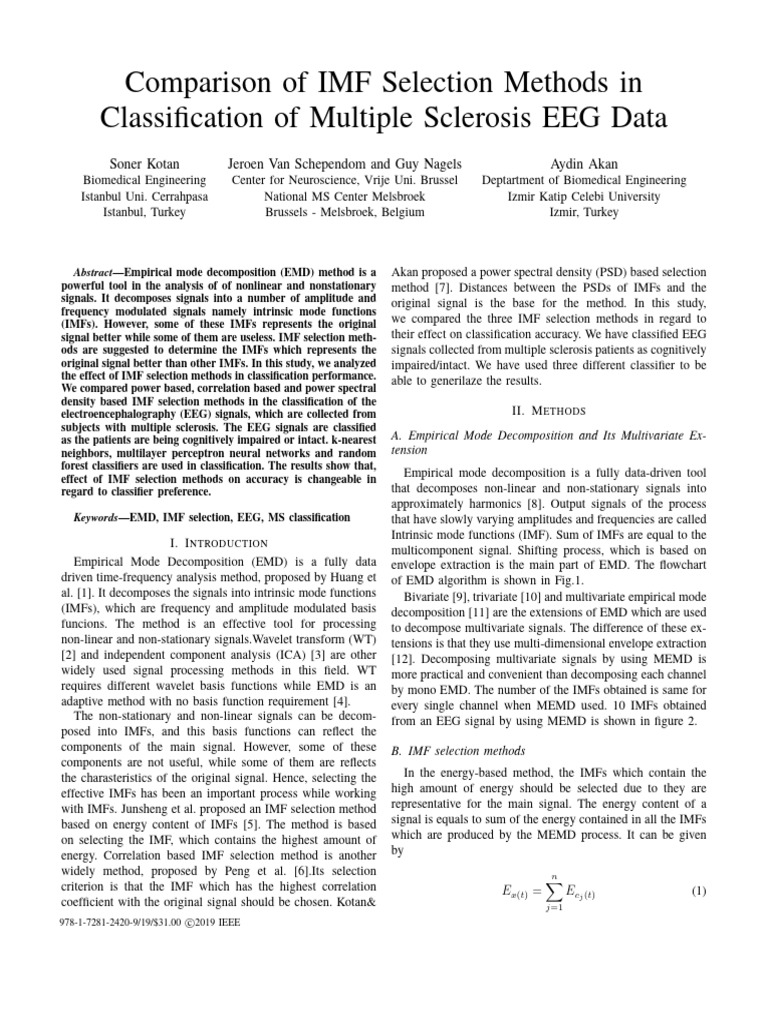 Comparison of IMF Selection Methods in Classification of Multiple ...