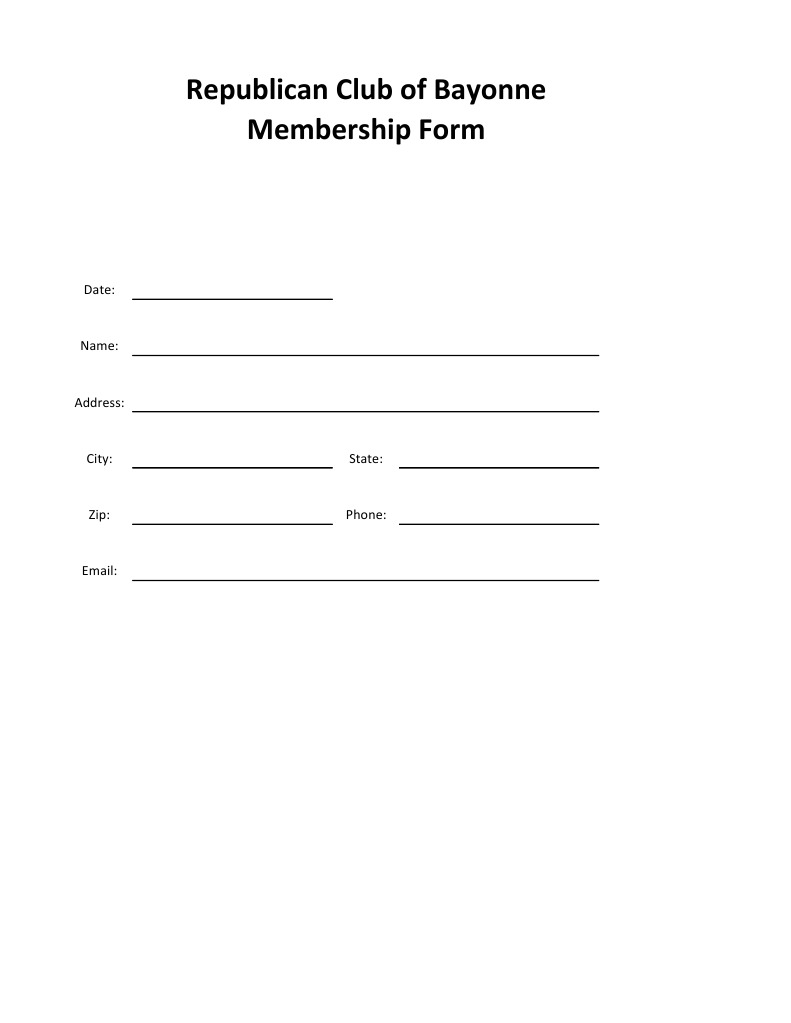 Bayonne Republican Club Membership Form | PDF