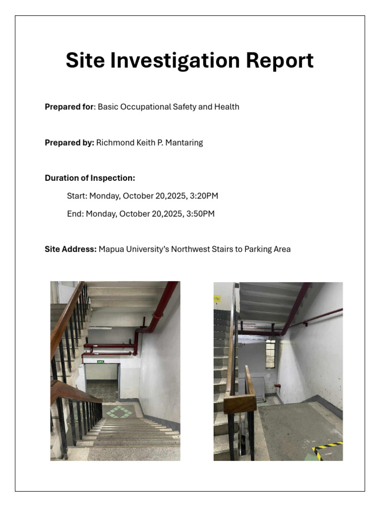 Mantaring Site Investigation Report | PDF | Hazards | Safety