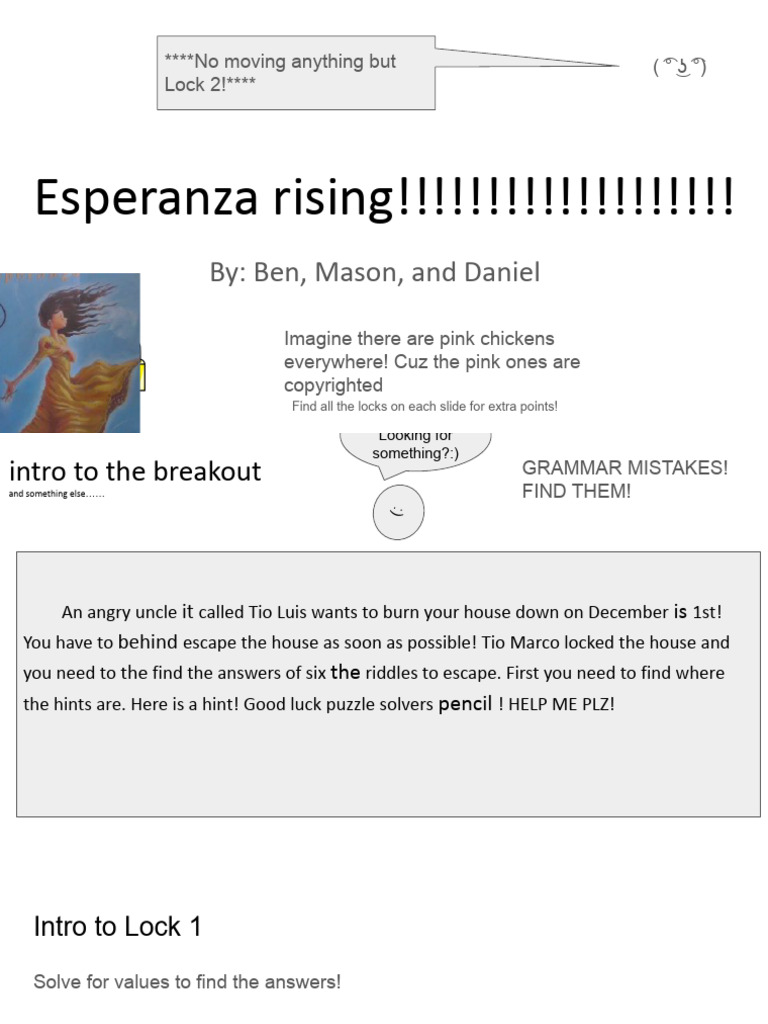 Esperanza Rising Math and Reading Breakout | PDF | Elementary ...