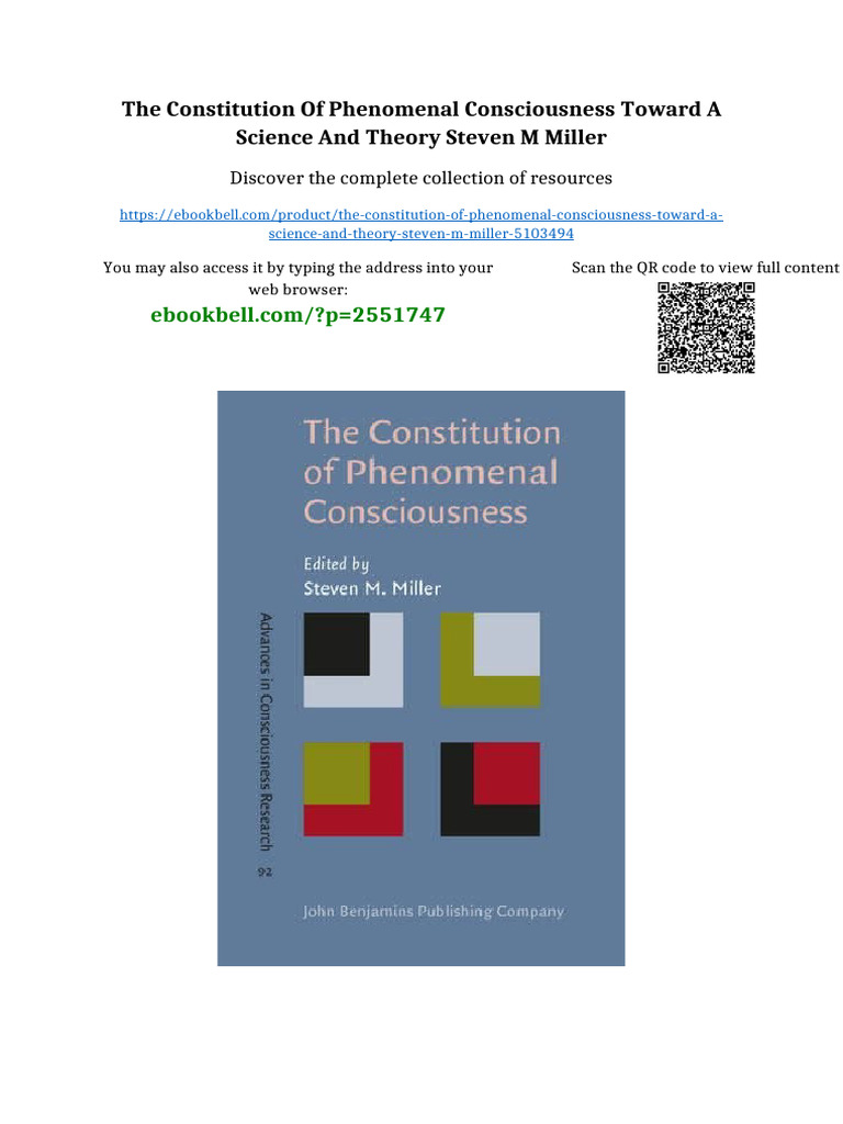 The Constitution of Phenomenal Consciousness Toward A Science and ...