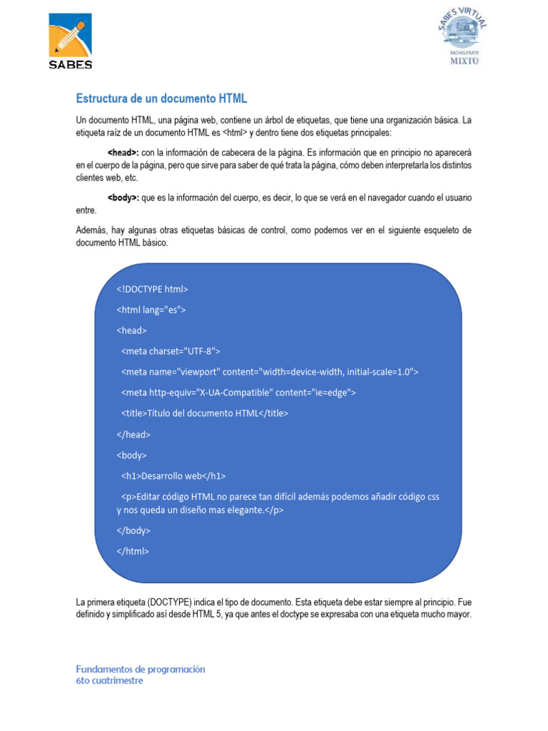 3.5 Estructura de Un Documento HTML | PDF | HTML | Informática