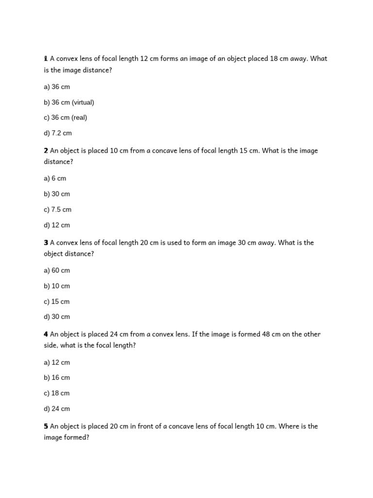 Class-10 Lens Formula Worksheet | PDF | Glass Engineering And Science ...