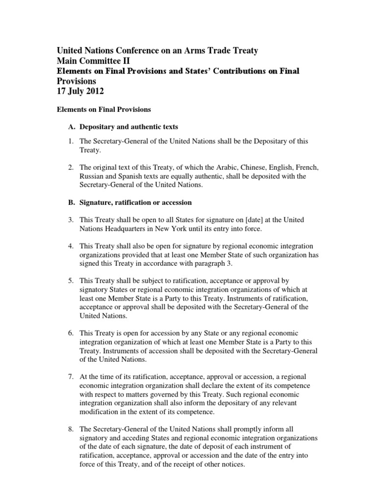 PAPER Final Provisions | PDF | Treaty | Ratification