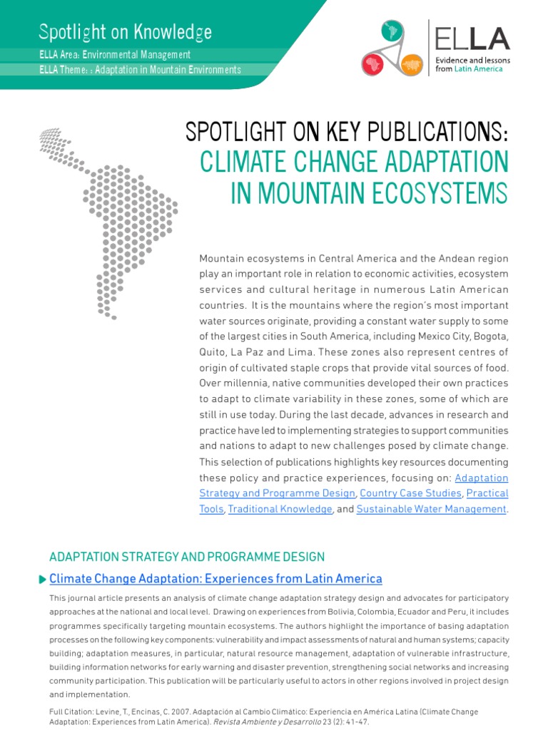 SPOTLIGHT ON PUBLICATIONS: Climate Change Adaptation in Mountain ...