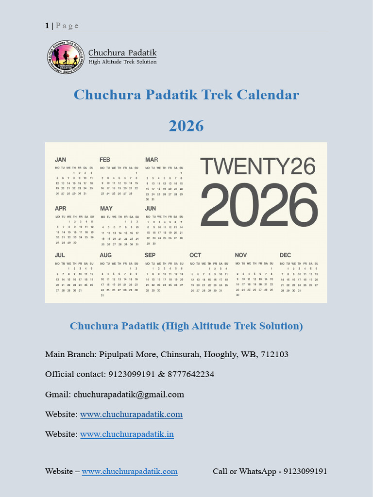 Chuchura Padatik Trek Calendar, 2026-2 | PDF | Mountaineering | Mountains
