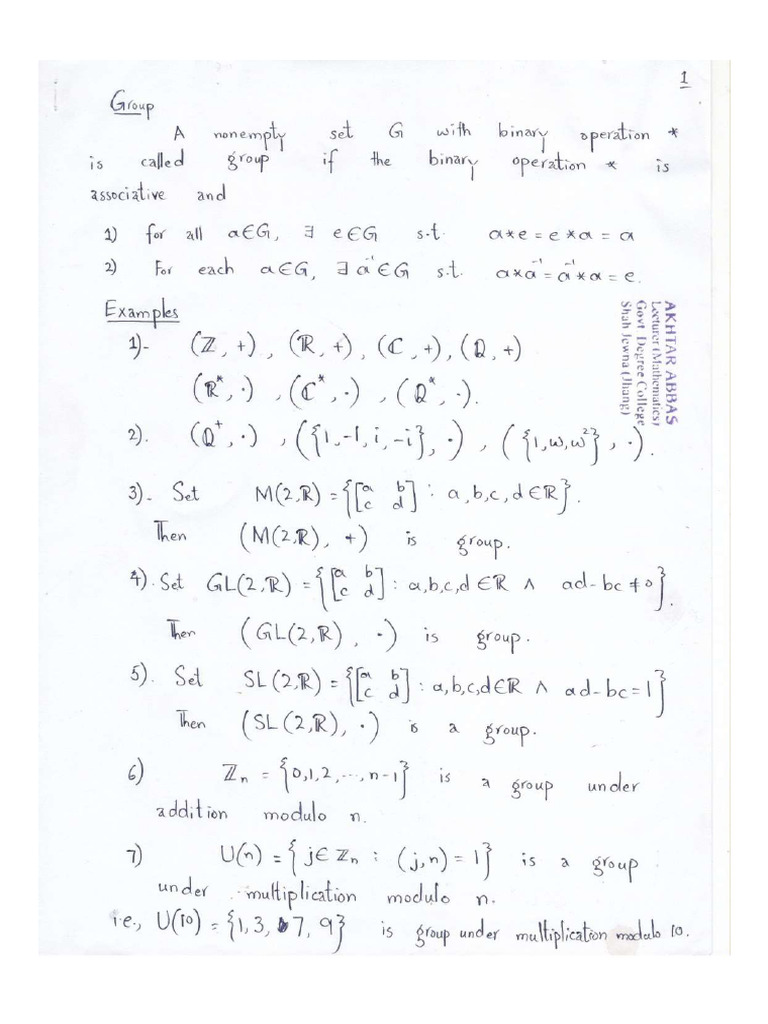 Group Theory Note Important | PDF