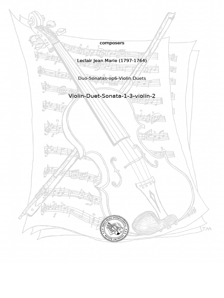 Violin Duet Sonata 1 3 Violin 2 | PDF | Sonata | Musical Compositions