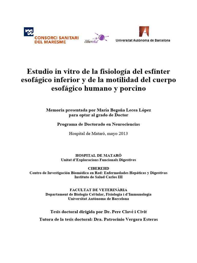 Esfinter Esofagico Inferior Tesis | PDF | Óxido nítrico | Serotonina