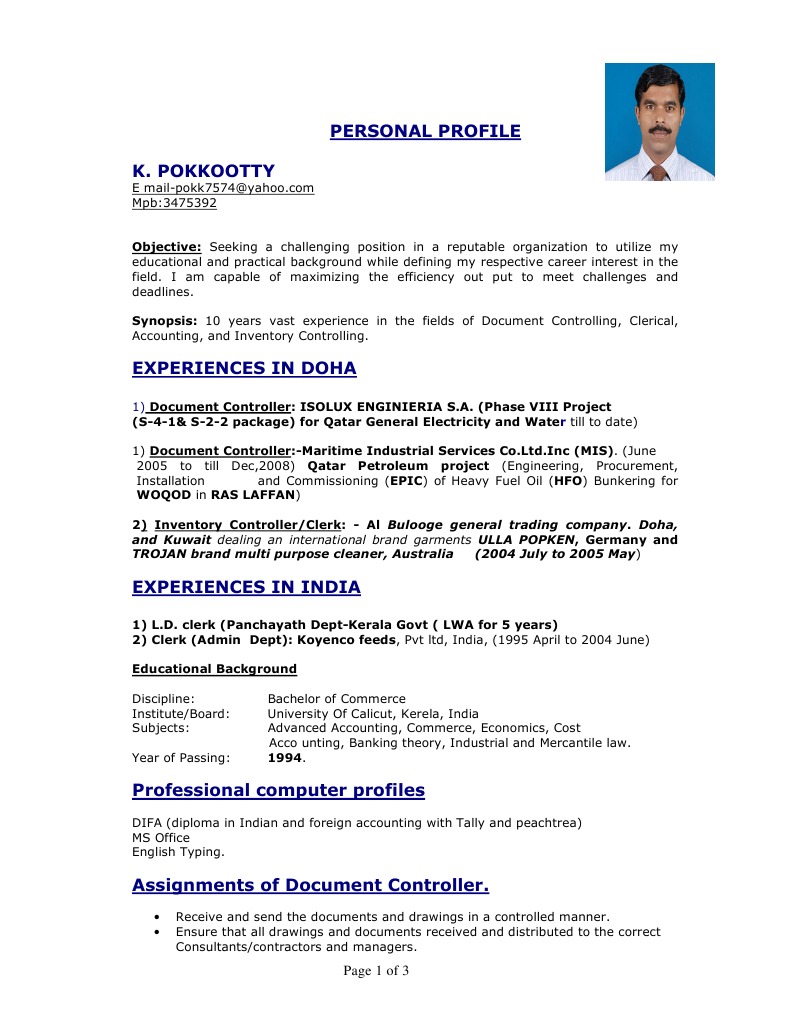 Document Controller Resume Sample | PDF | Debits And Credits | Economies