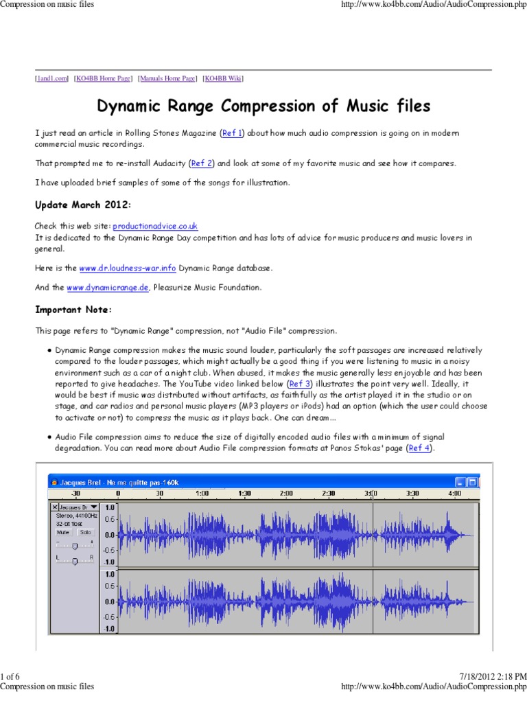 Compression On Music Files | PDF | Data Compression | Gramophone Record