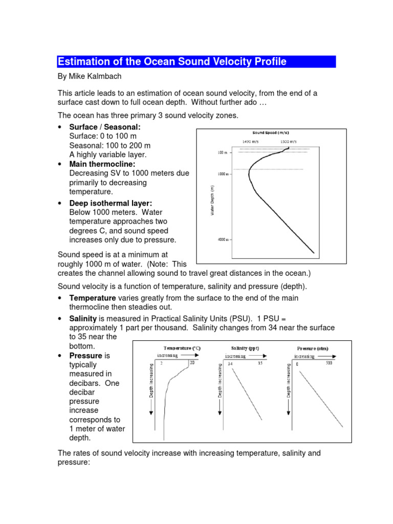 Estimation of The Ocean Sound Velocity Profile | PDF