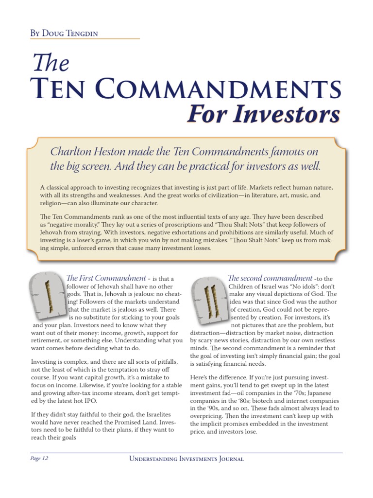 Ten Commandments: For Investors | PDF | Investor | Ten Commandments