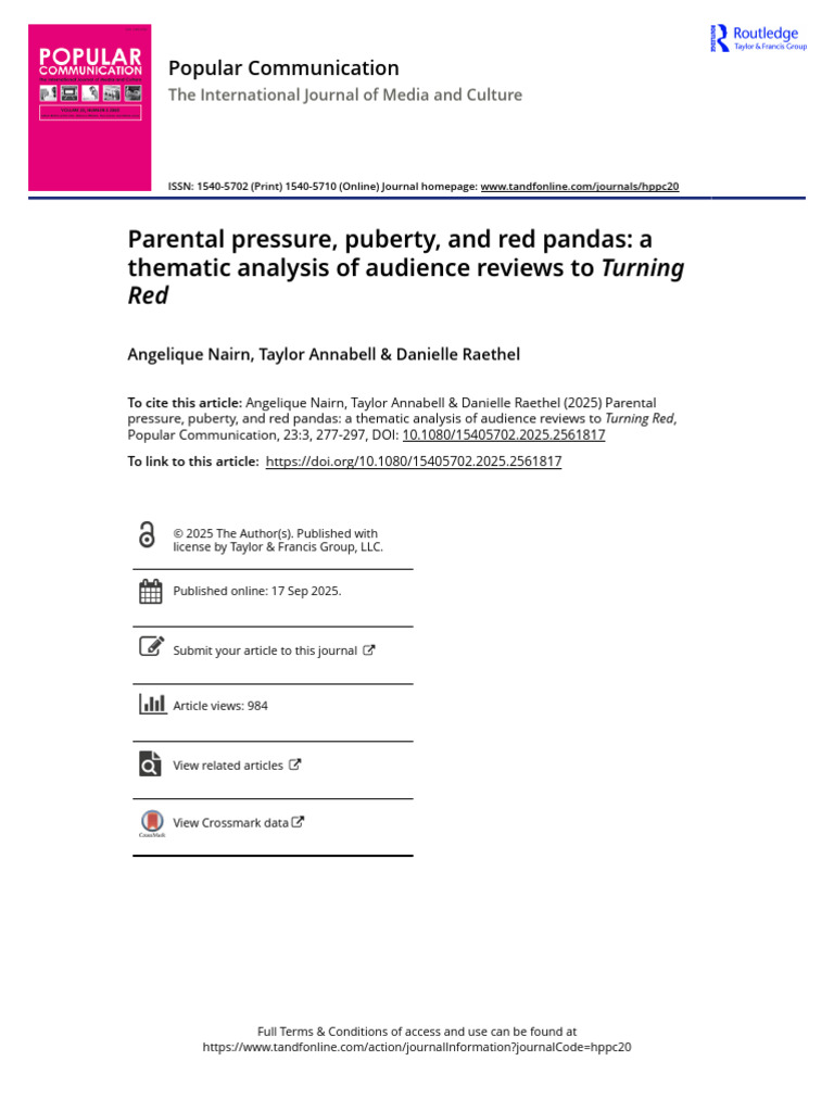 Parental Pressure Puberty and Red Pandas A Thematic Analysis of ...