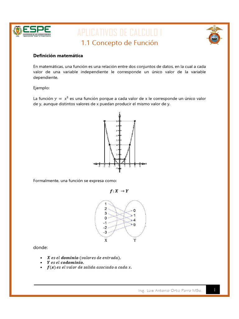 1.1 Concepto de Funcion | PDF | Función (Matemáticas) | Variable ...