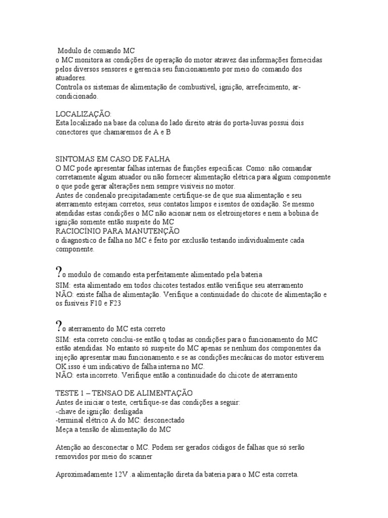 Modulo de Comando MC | PDF | Motores | Rede elétrica