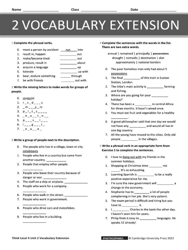 Unit 2 Vocabulary | PDF