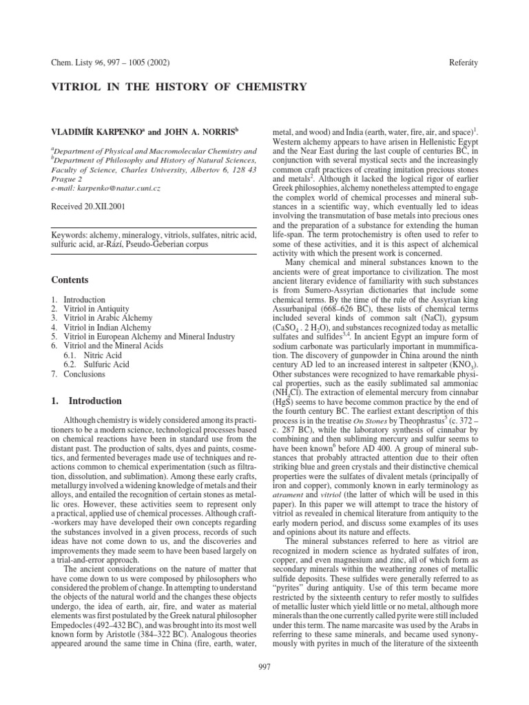 Vitriolo en La Historia de La Quimica (En Ingles) | PDF | Alchemy ...