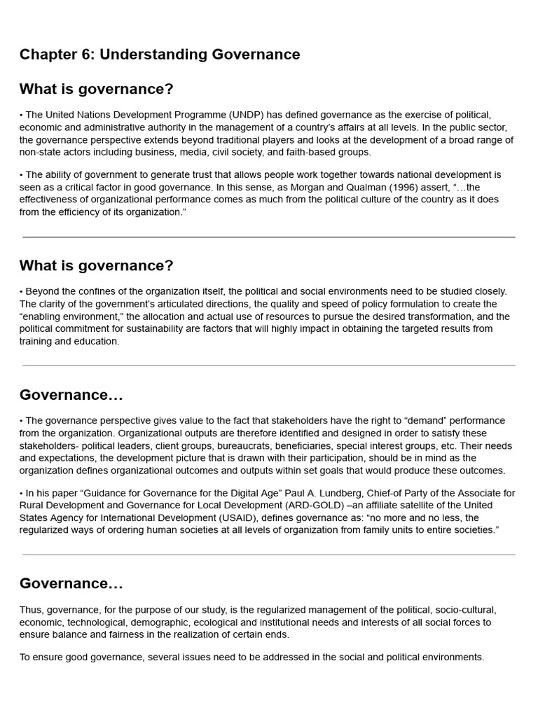 Chapter 6 - Understanding Governance | PDF | Governance | Economies