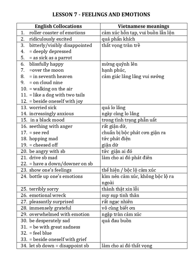 Lesson 7 - Feelings & Emotions | PDF