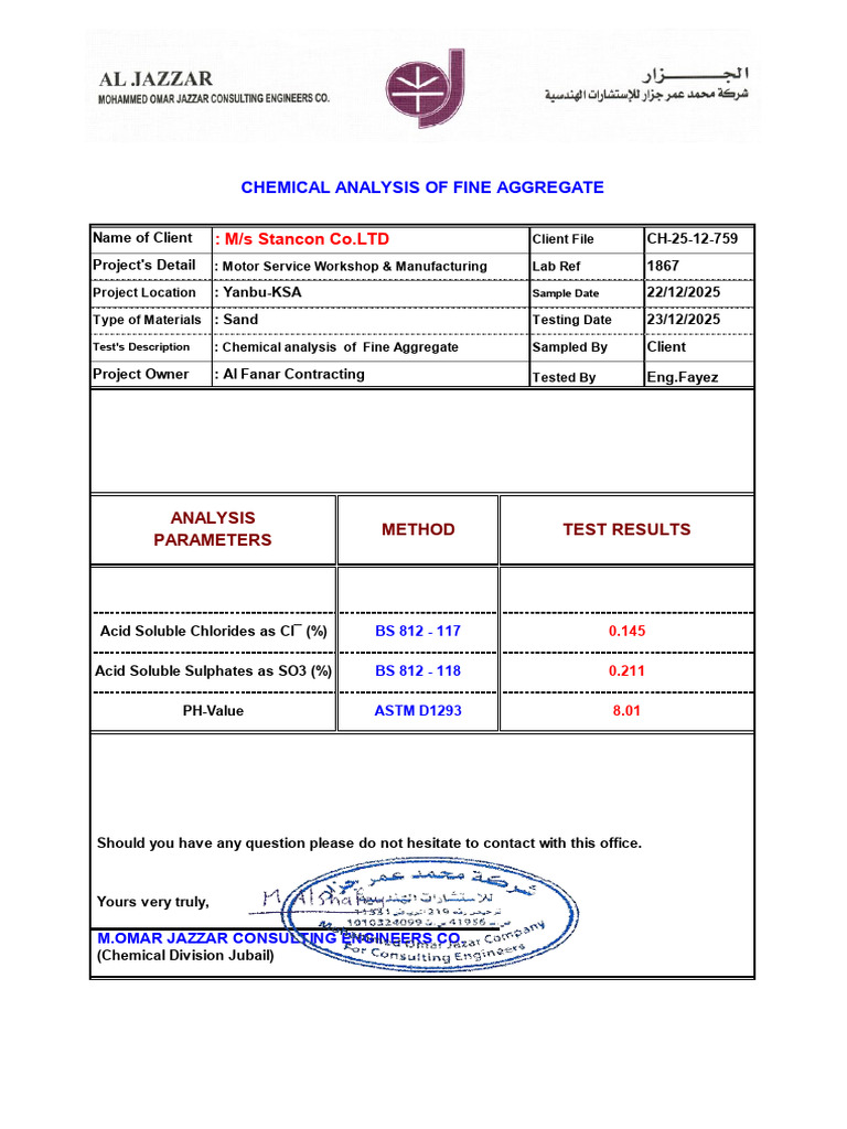 Stancon Co - Chemical Sand | PDF