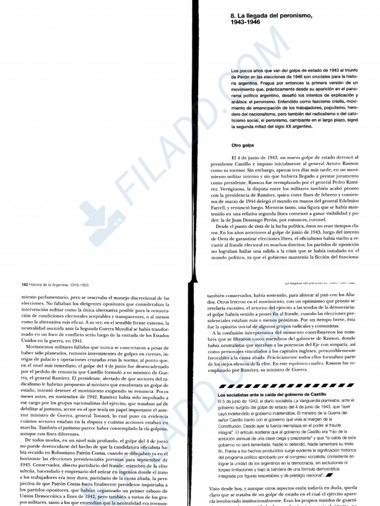 Cattaruzza Alejandro - Cap 8 La Llegada Del Peronismo | PDF