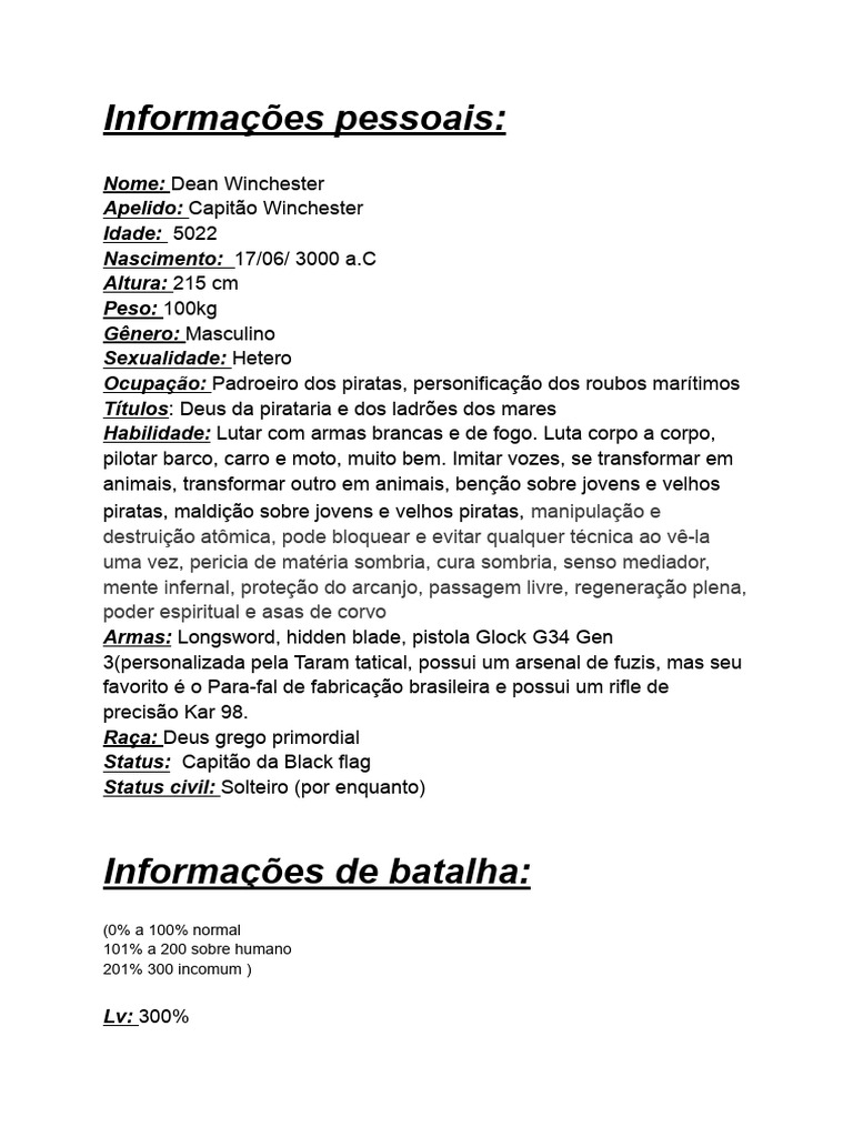 Ficha Geral Dean | PDF | Pirataria