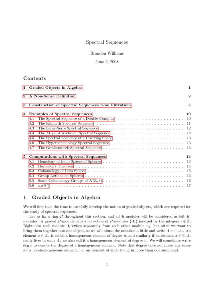 Spectral Sequences - Brandon Williams | PDF | Module (Mathematics ...