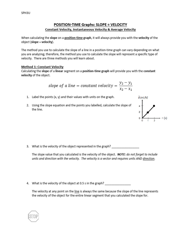 08a - Position-Time Graphs - Instantaneous and Averages - Student ...
