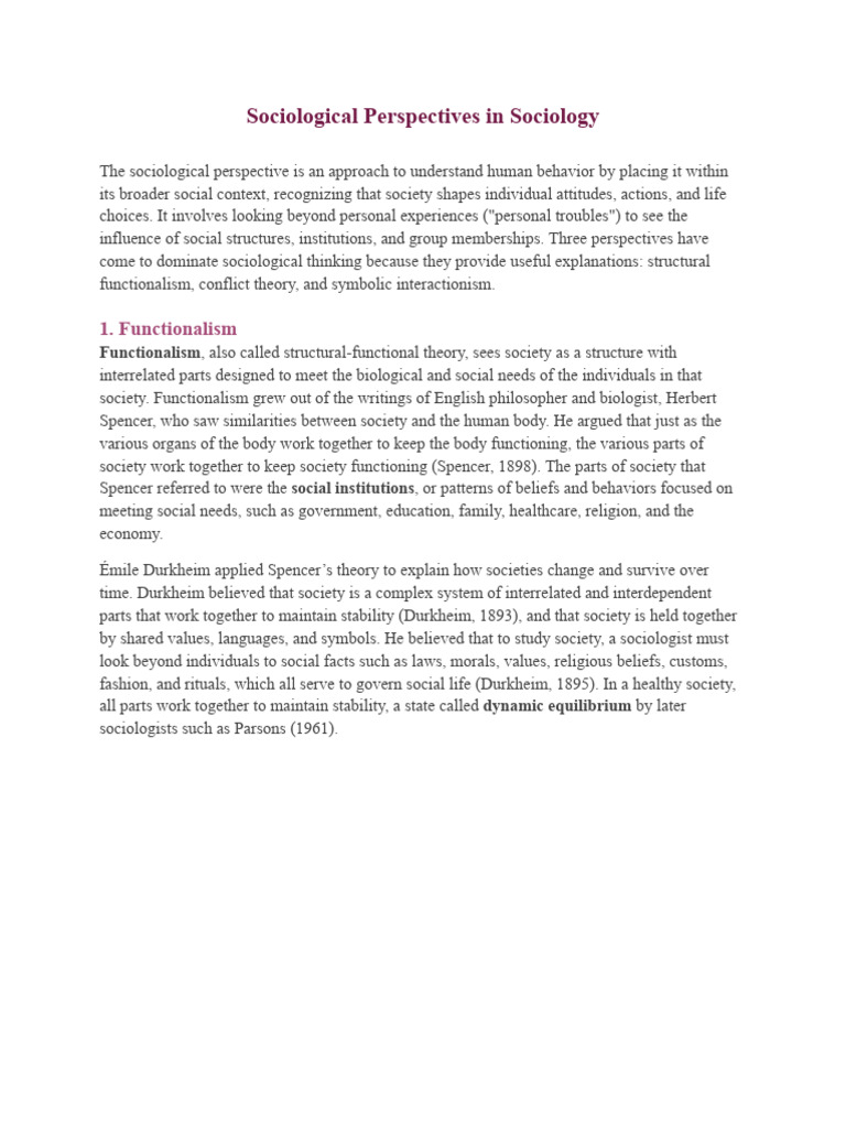 Sociological Perspectives | PDF | Sociology | Society