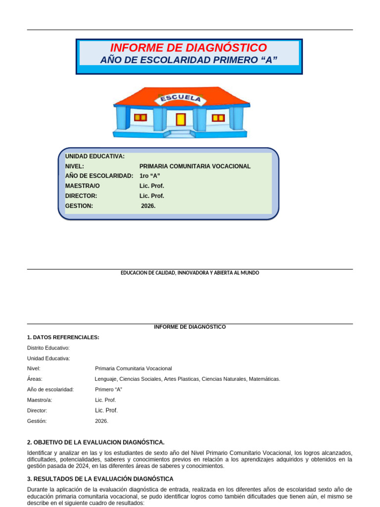 Informe de Diagnostico 2026 aaa | PDF | Maestros | Cognición