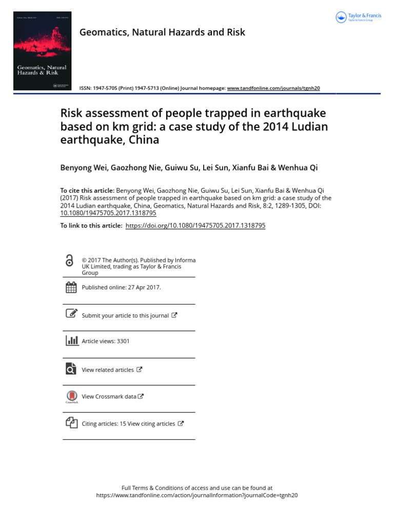 Risk Assessment of People Trapped in Earthquake Based On KM Grid A Case ...