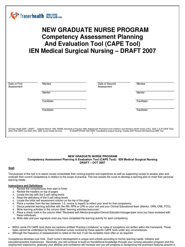 CAPE Tool | PDF | Health Care | Nursing
