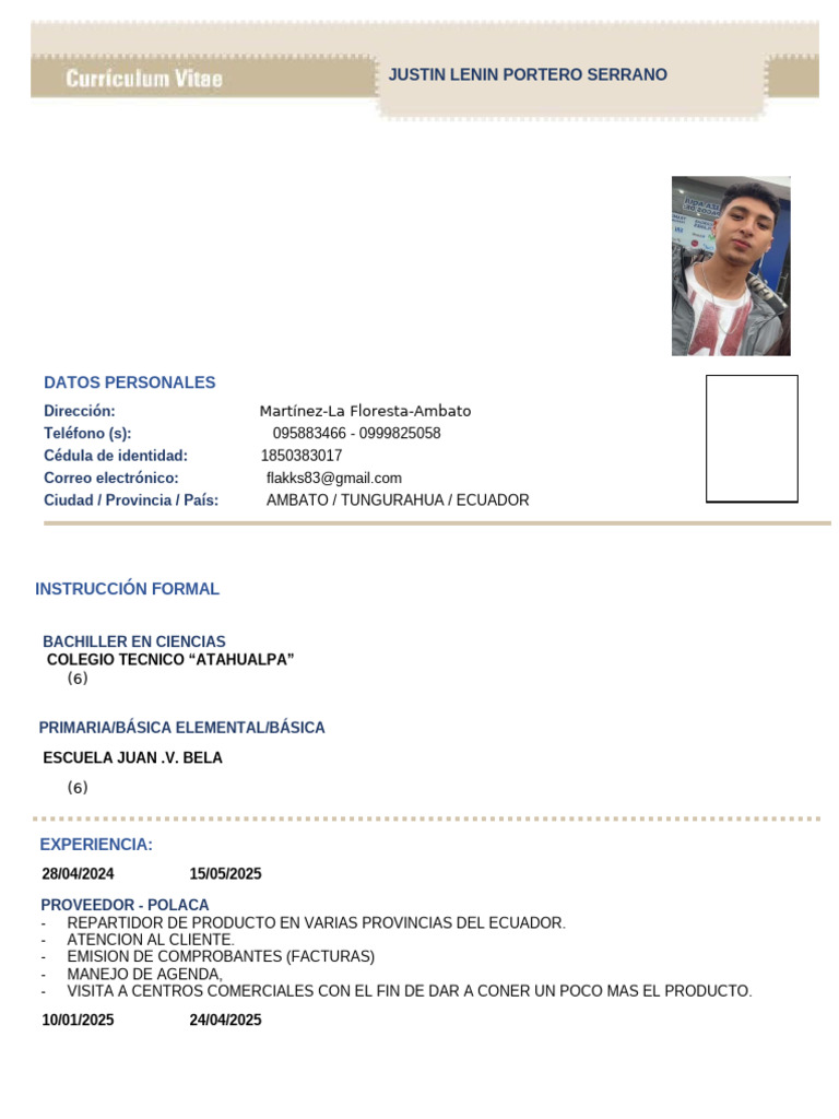 Cv Portero Serrano Justin | PDF