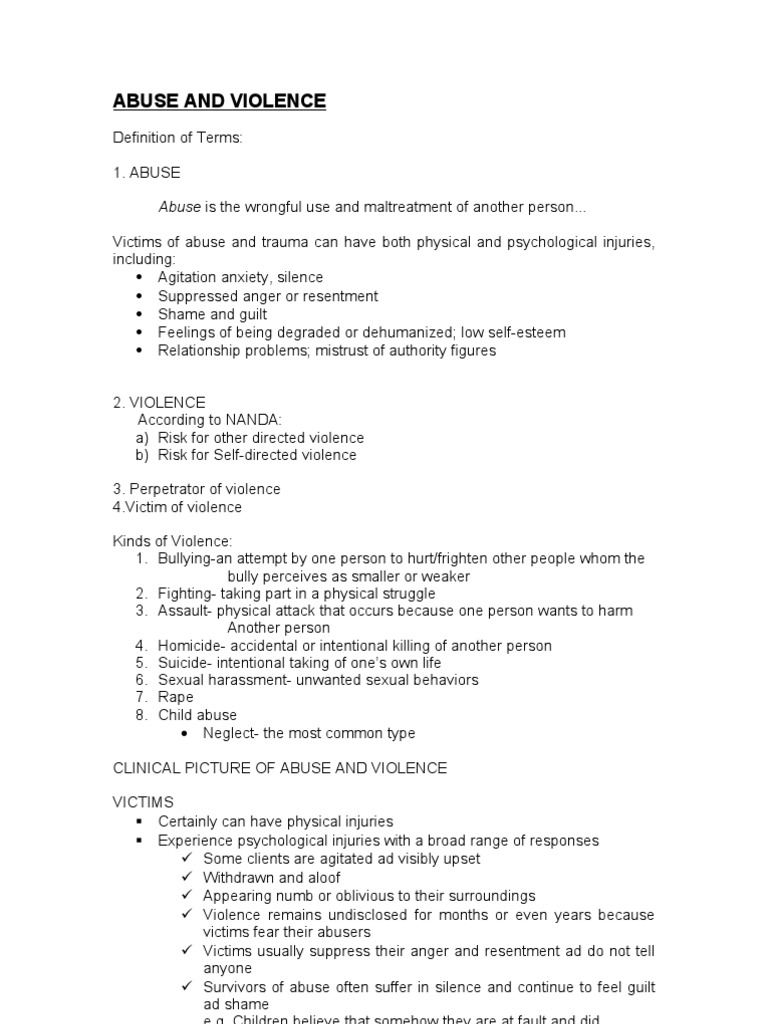 Abuse and Violence: Abuse Is The Wrongful Use and Maltreatment of ...