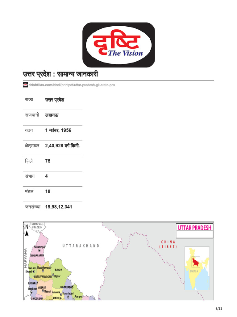 Uttar Pradesh GK State Pcs | PDF