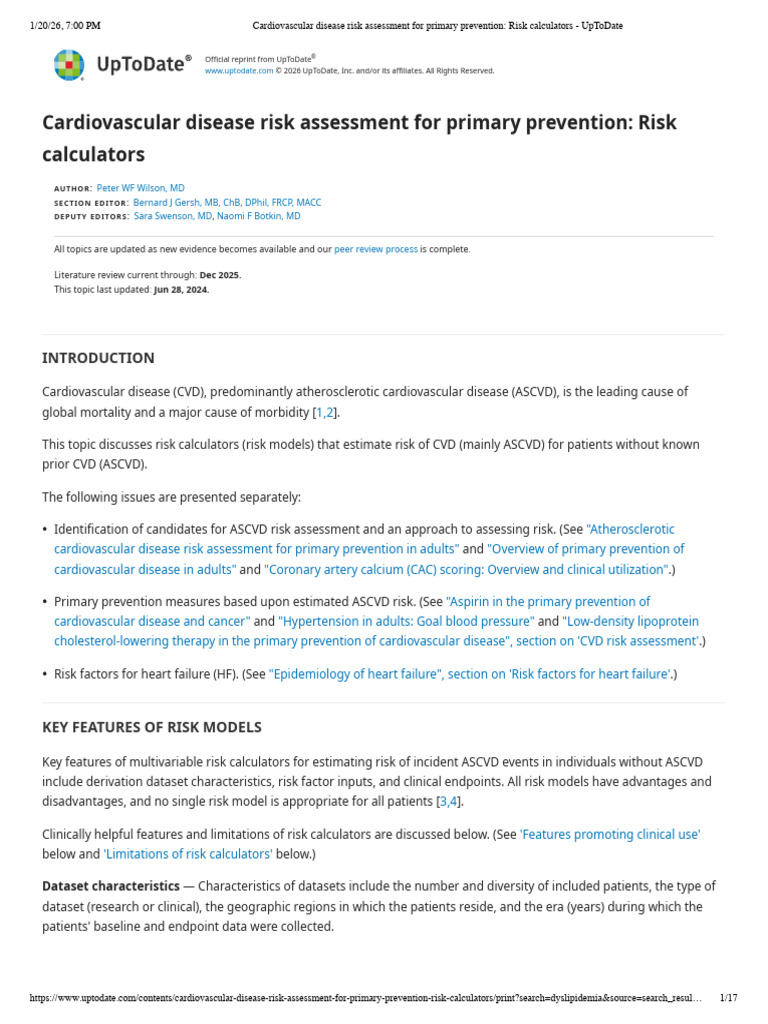 Cardiovascular Disease Risk Assessment For Primary Prevention - Risk ...