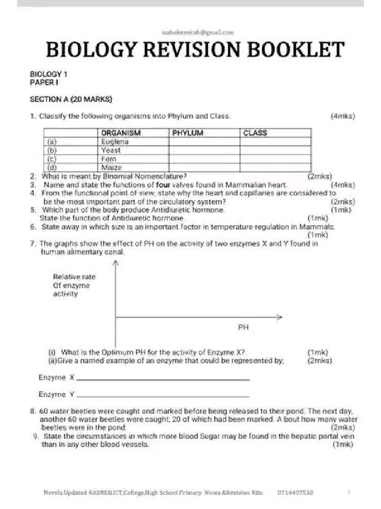 Biology Revision Booklet | PDF